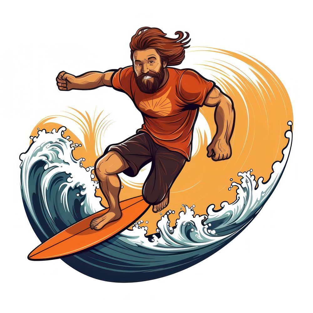 Surfer clipart surfing sports adult. | Free Photo Illustration - rawpixel