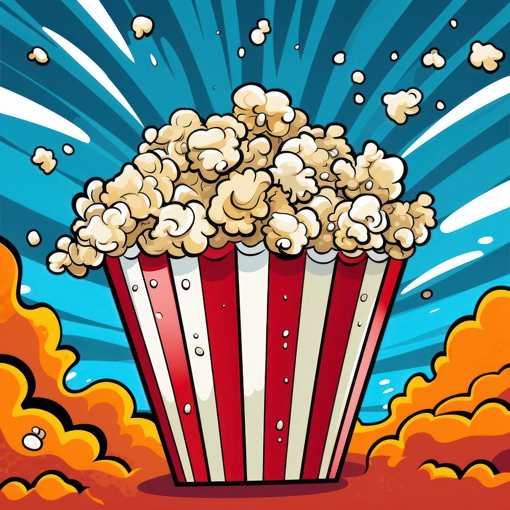 popcorn 80s comic style food | Free Photo Illustration - rawpixel