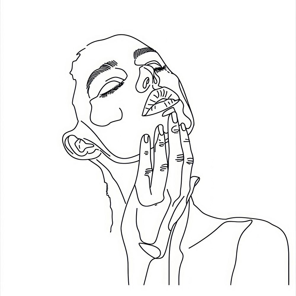 Person touching face sketch drawing | Free Photo Illustration - rawpixel