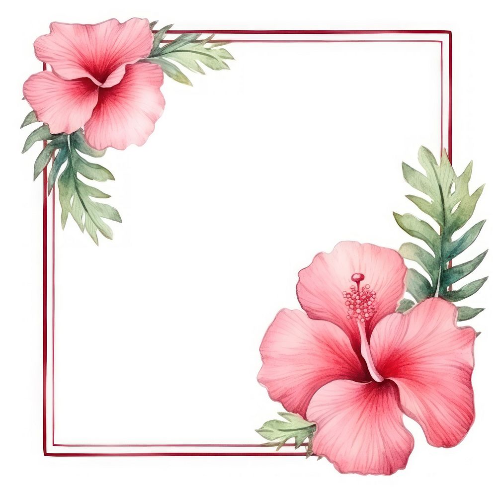 Hibiscus frame watercolor flower petal | Free Photo Illustration - rawpixel