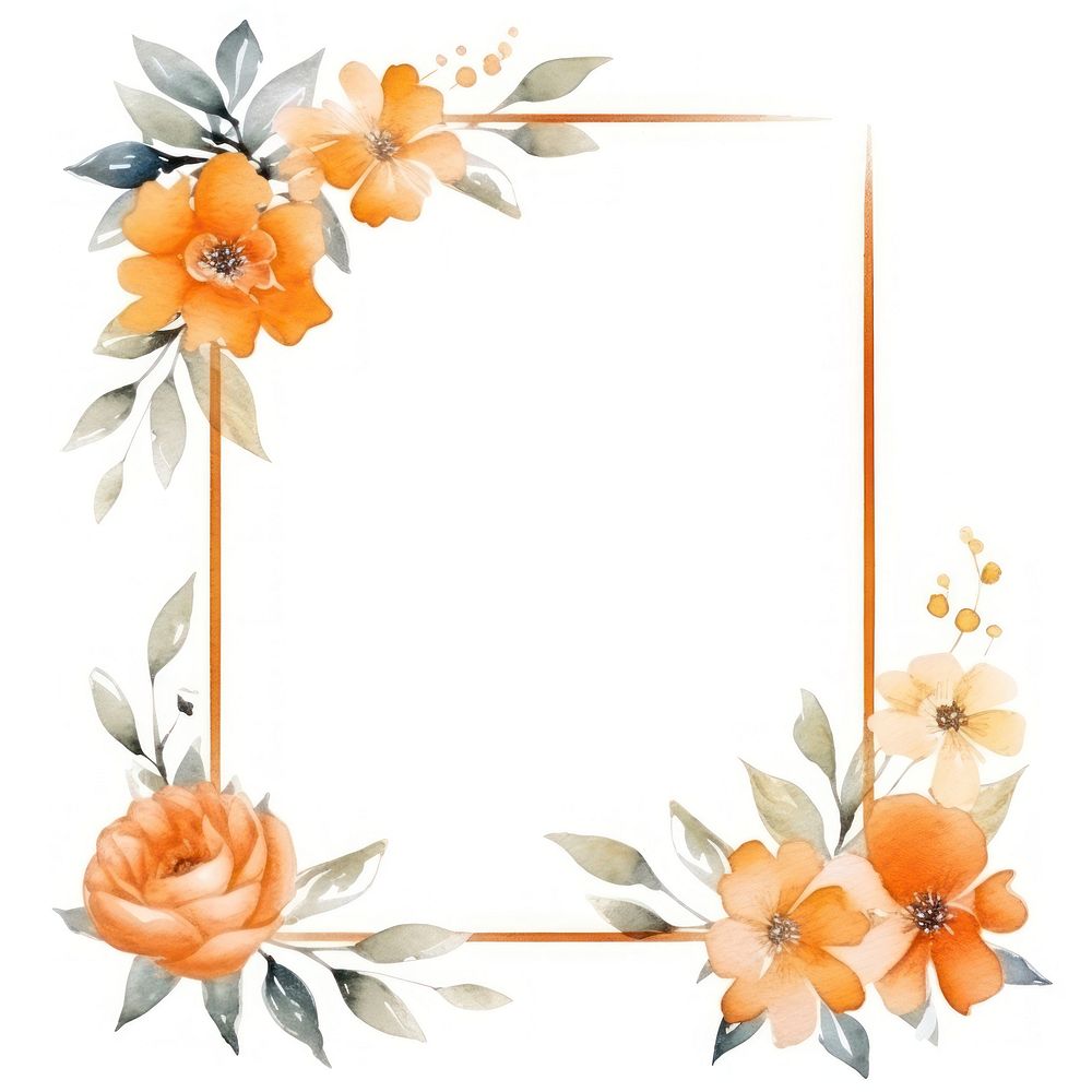 Orange and flower frame watercolor | Premium Photo Illustration - rawpixel