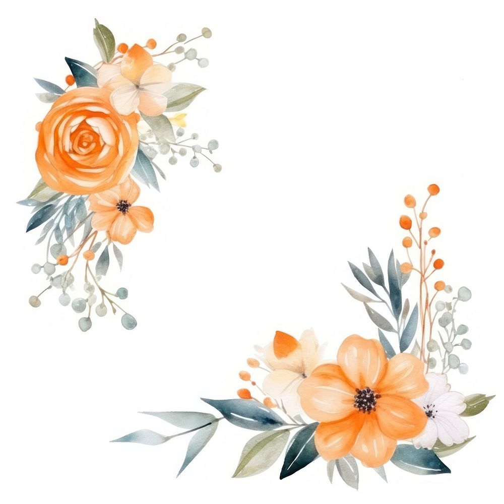 Orange and flower frame watercolor | Premium Photo Illustration - rawpixel