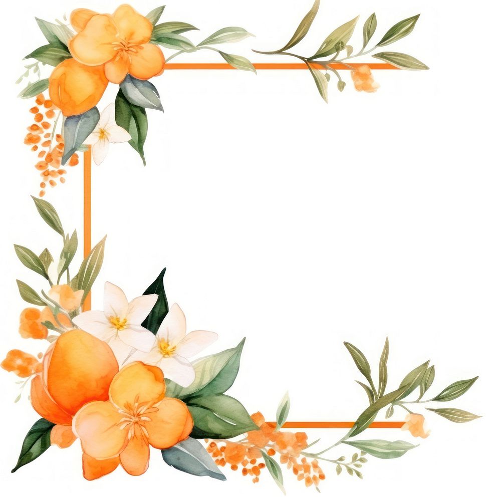 Orange and flower frame watercolor | Premium Photo Illustration - rawpixel