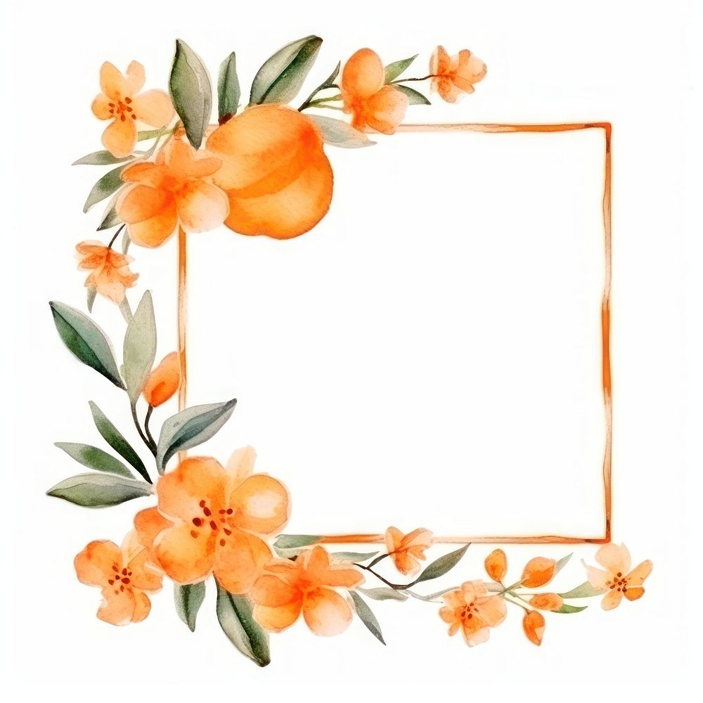 Orange and flower frame watercolor | Free Photo Illustration - rawpixel