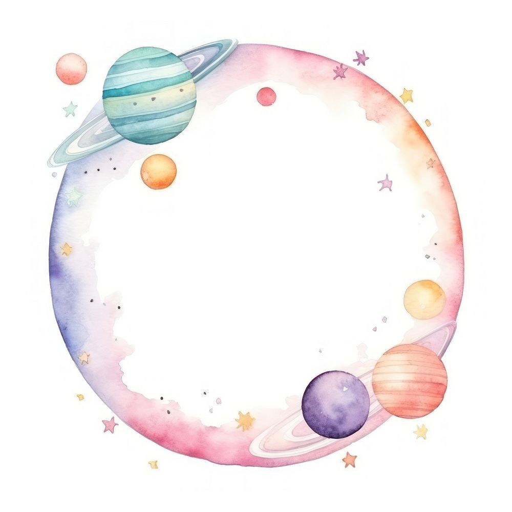 Planet frame watercolor space astronomy | Free Photo Illustration ...
