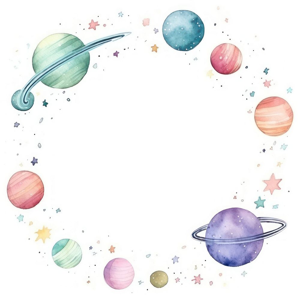 Planet frame watercolor space astronomy | Free Photo Illustration ...