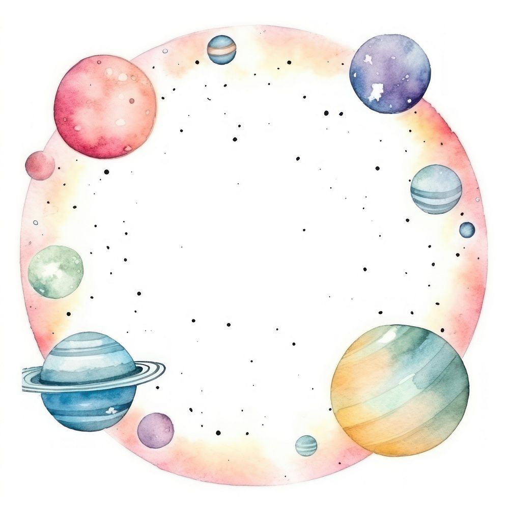 Planet frame watercolor space astronomy | Premium Photo Illustration ...