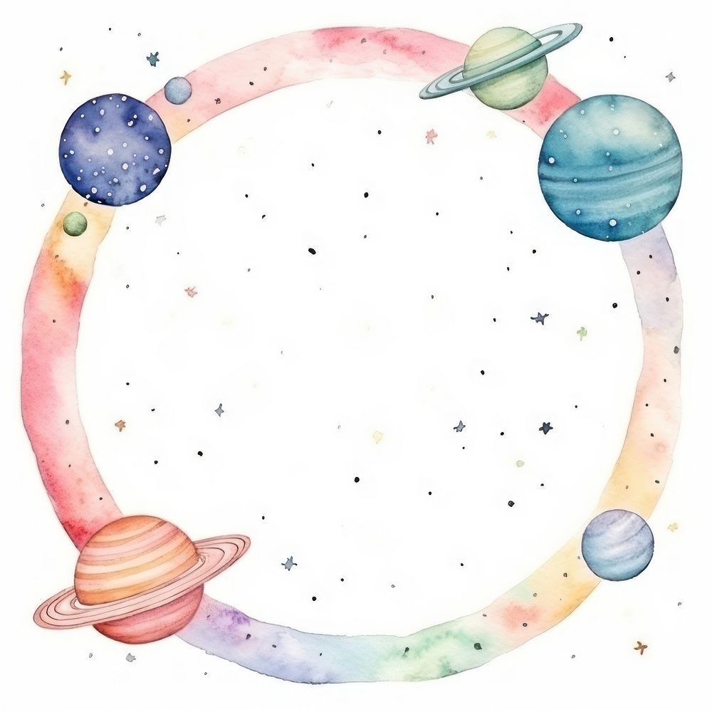 Planet frame watercolor space astronomy | Free Photo Illustration ...