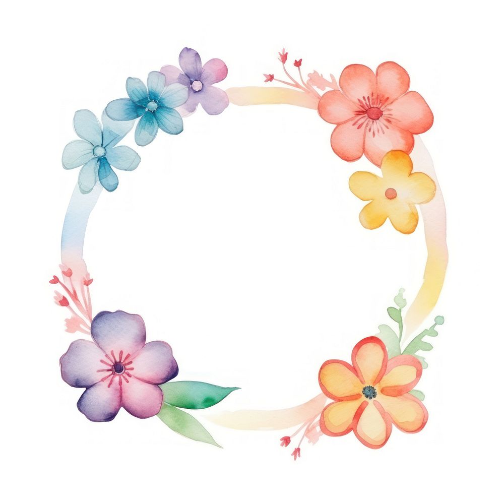 Rainbow flower frame watercolor pattern | Premium Photo Illustration ...