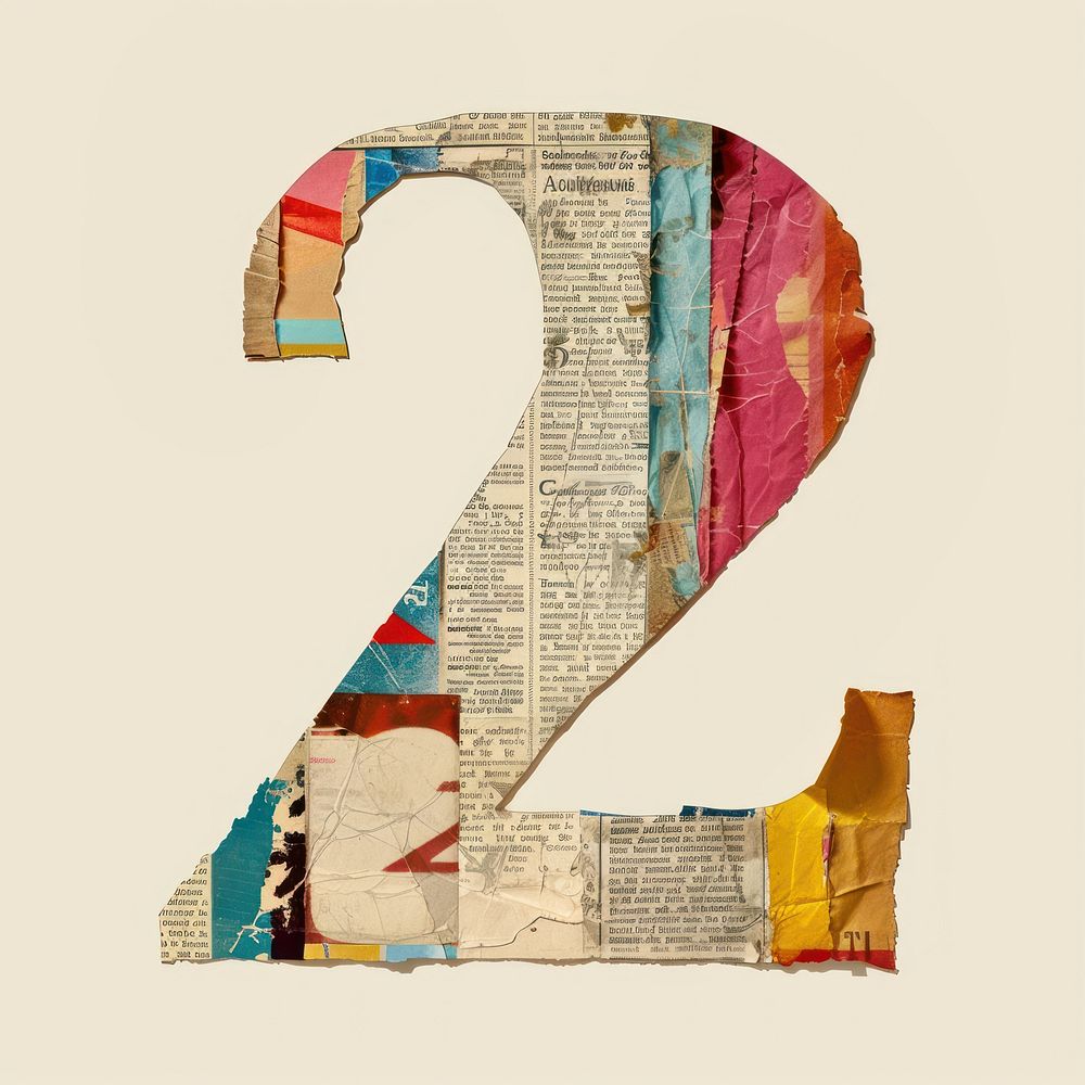 Letter number 2 collage paper | Premium Photo - rawpixel