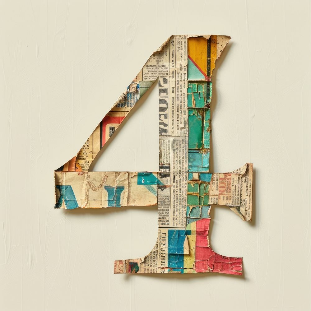 Letter number 4 collage paper | Free Photo - rawpixel