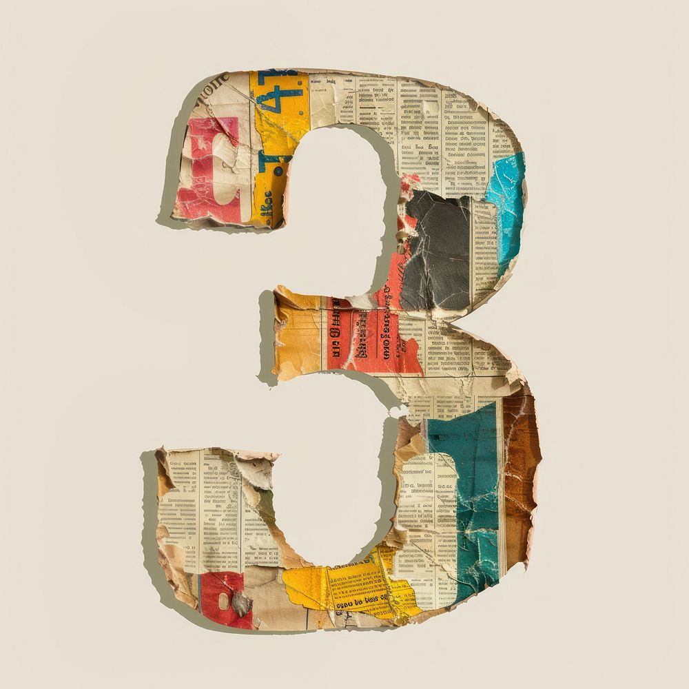 Letter number 3 collage text | Premium Photo - rawpixel
