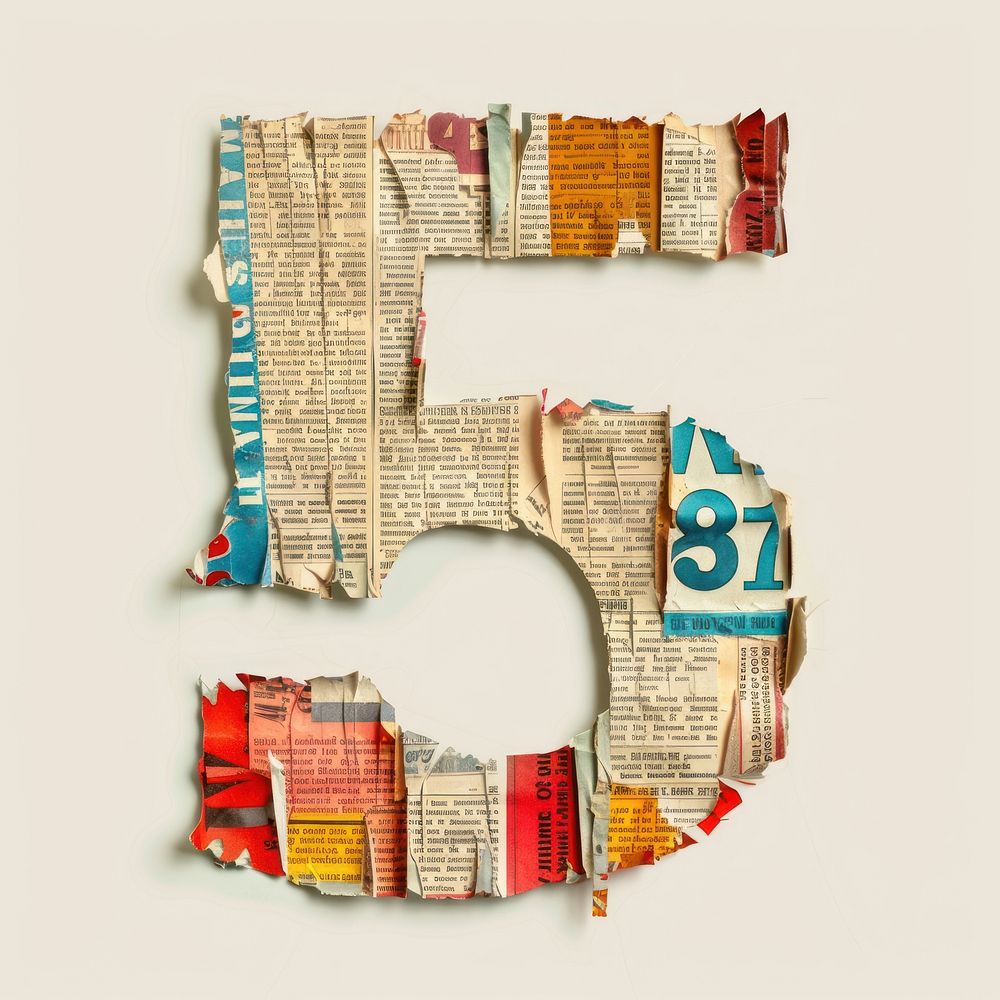 Letter number 5 paper collage | Premium Photo - rawpixel