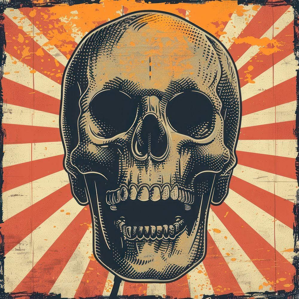 Vector illustrated skull poster human | Free Photo Illustration - rawpixel