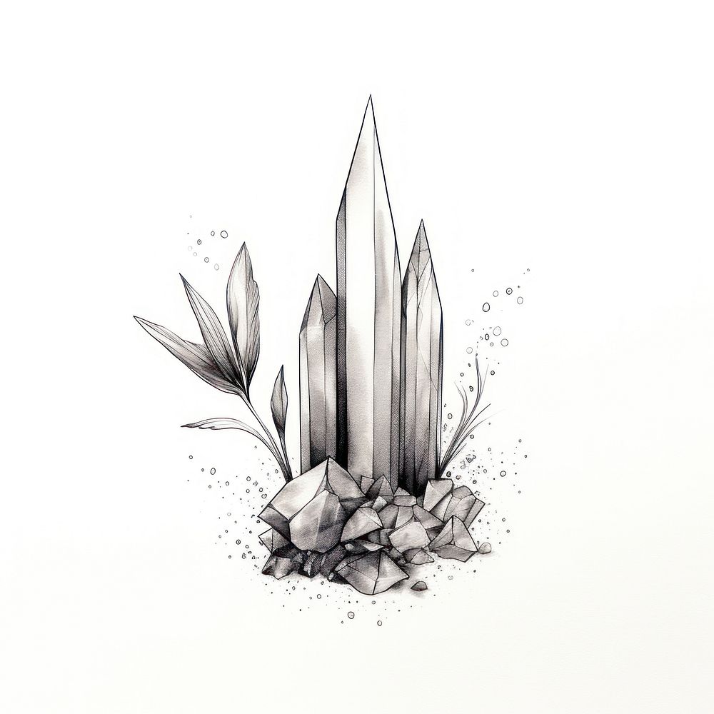 Botanical quartz drawing sketch illustrated. | Premium Photo ...