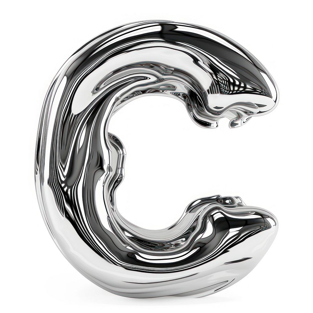 Alphabet C letter silver curve | Free Photo Illustration - rawpixel