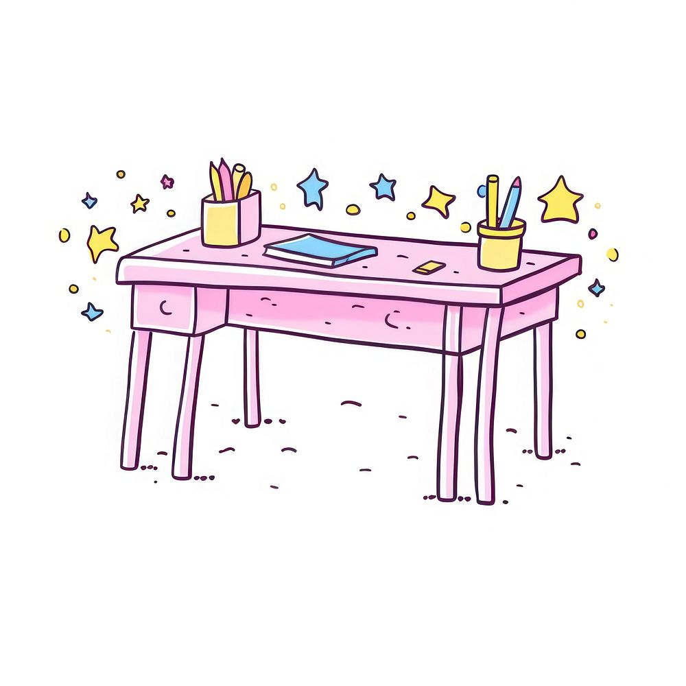 Doodle illustration desk furniture cartoon | Premium Photo Illustration ...