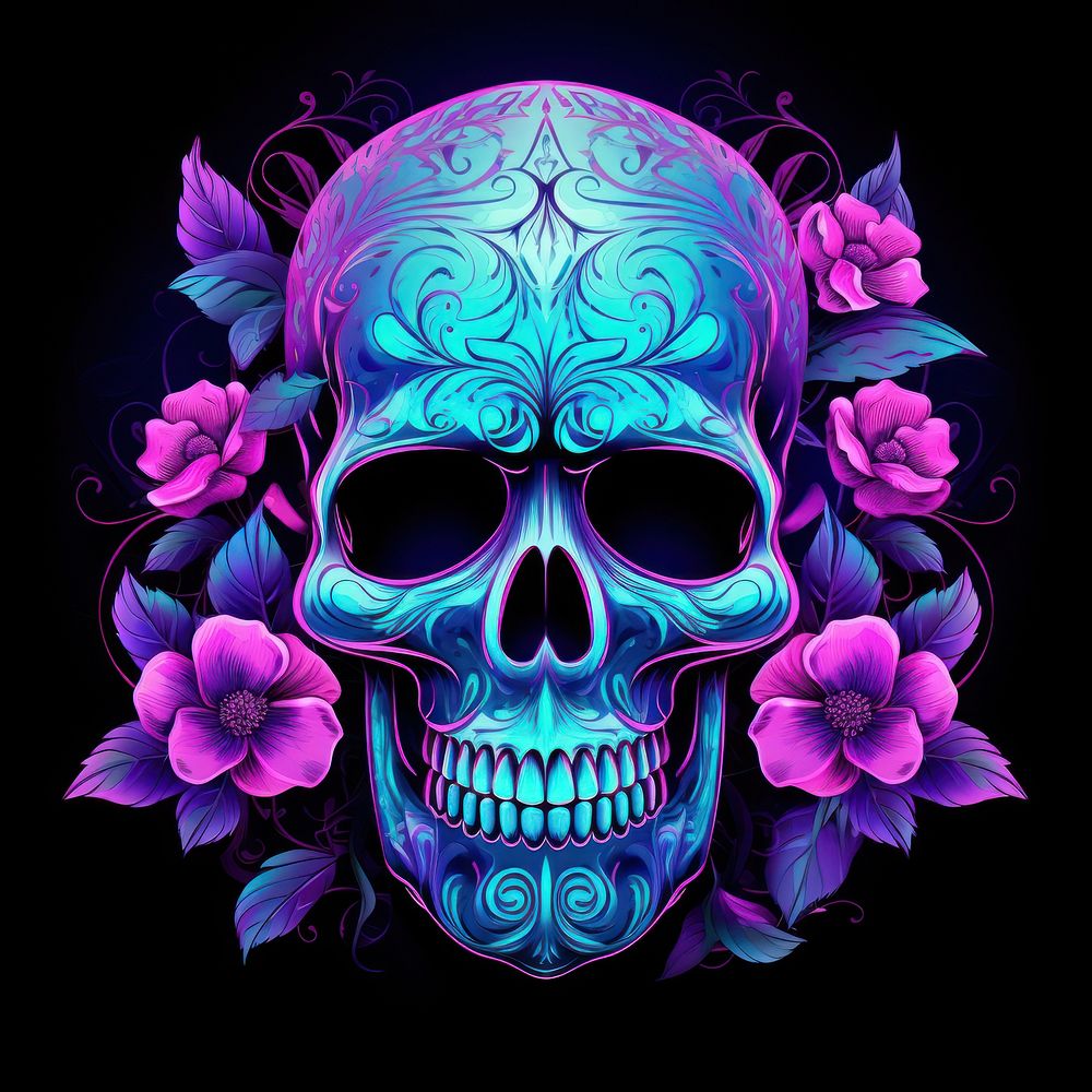 Elegant skull pink roses pattern | Premium Photo Illustration - rawpixel