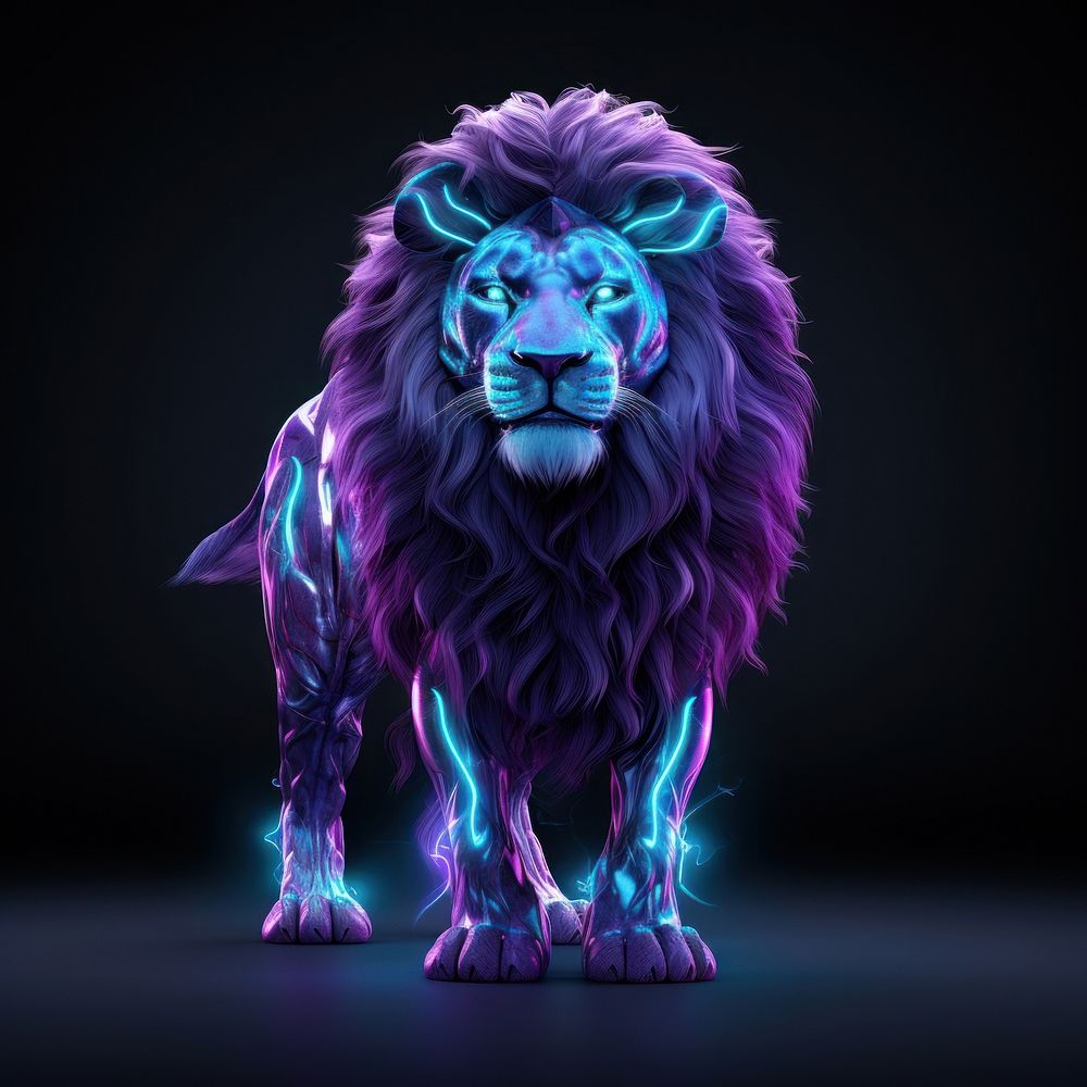 Lion mammal animal purple. | Premium Photo Illustration - rawpixel