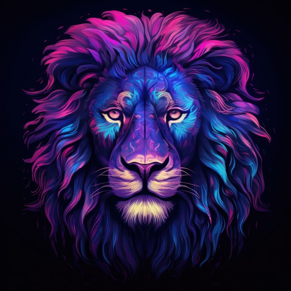Lion mammal purple lion. | Free Photo Illustration - rawpixel