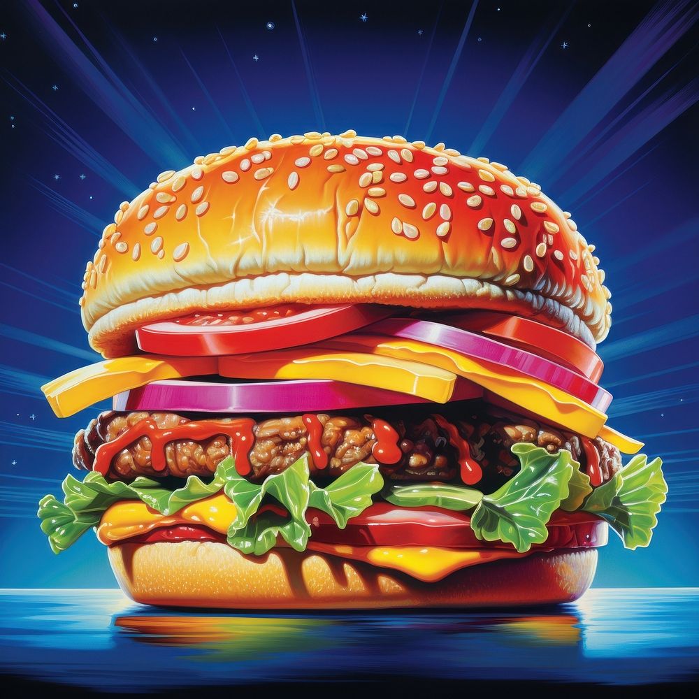 Airbrush art Hamberger food hamburger | Premium Photo Illustration ...