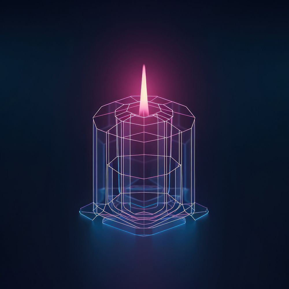 Neon candle wireframe light illuminated | Free Photo Illustration ...