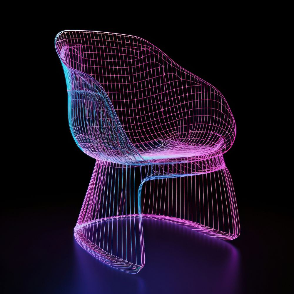 Neon chair wireframe light furniture | Free Photo Illustration - rawpixel