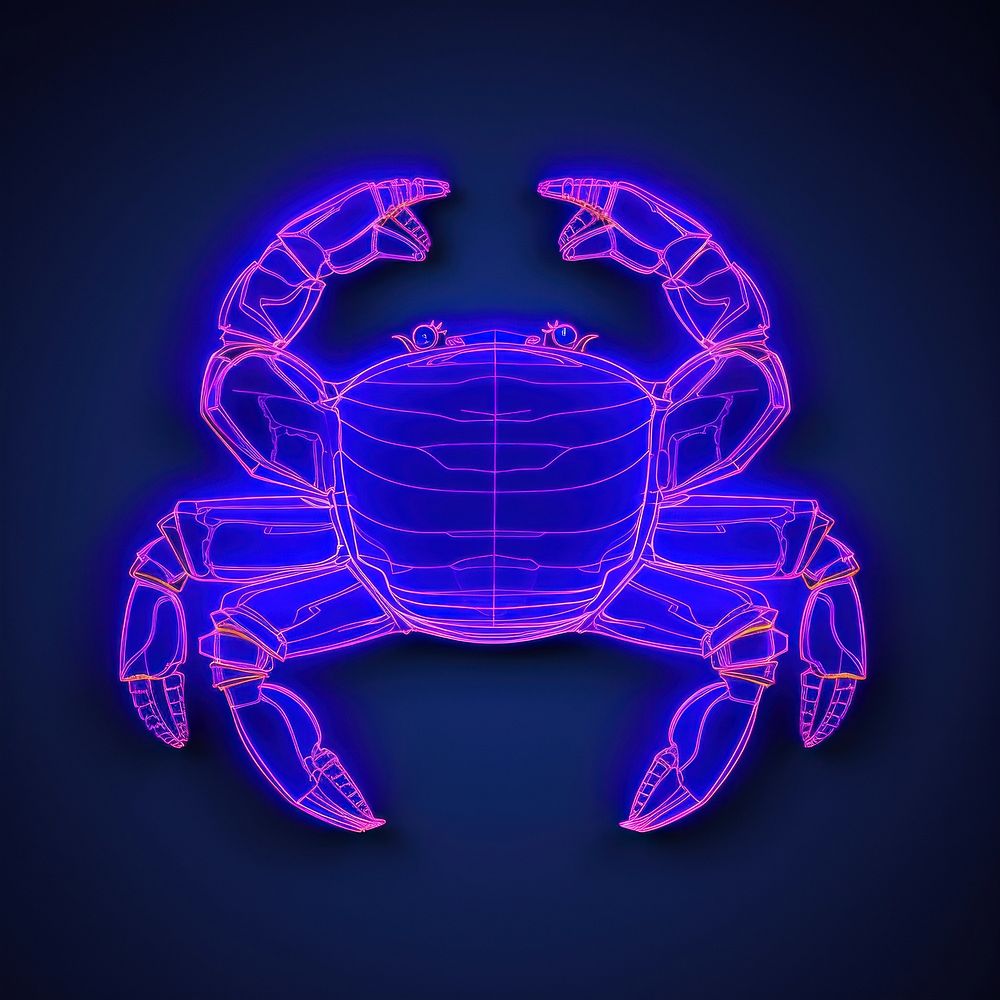 Neon crab wireframe light neon | Free Photo Illustration - rawpixel