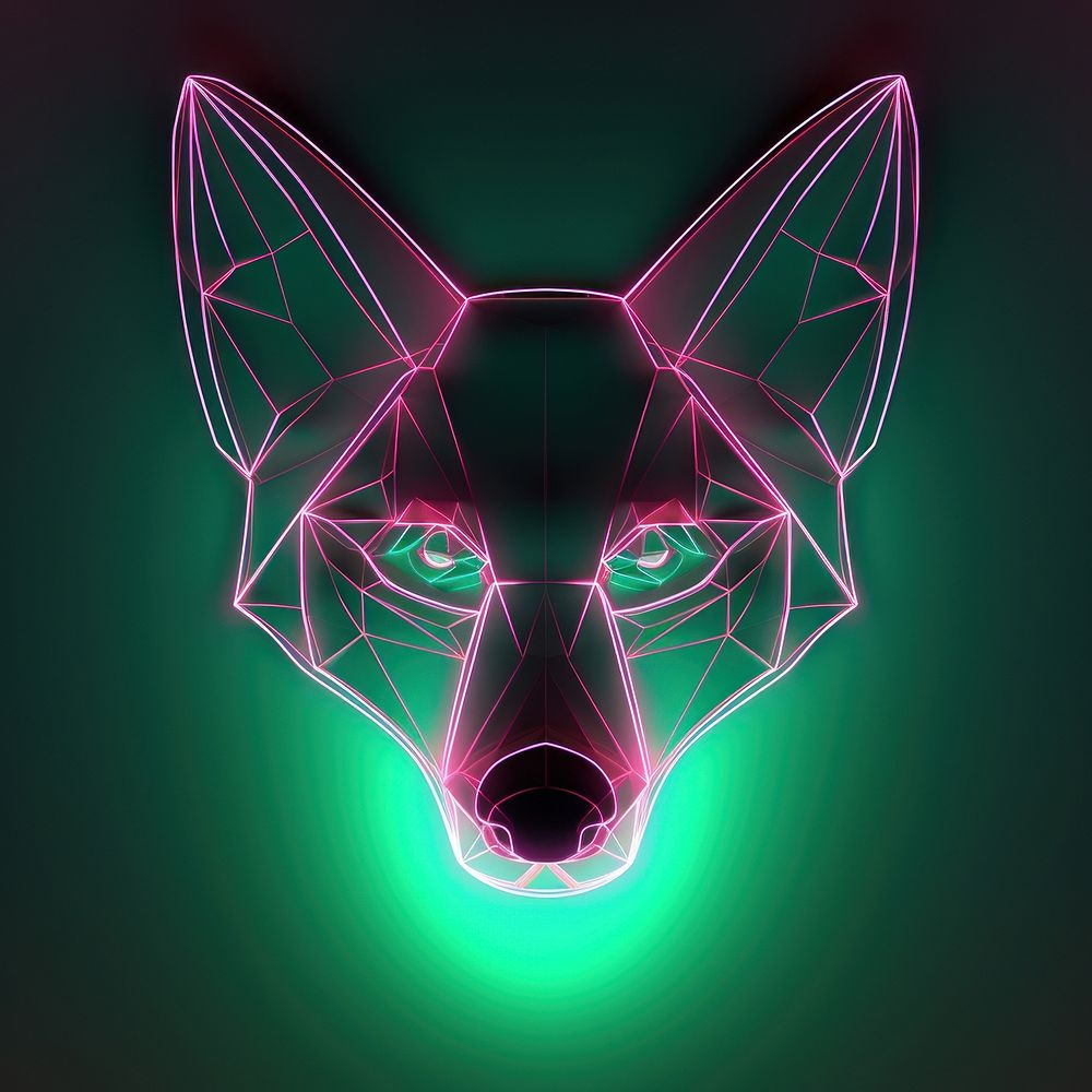 Neon fox wireframe neon nature | Premium Photo Illustration - rawpixel