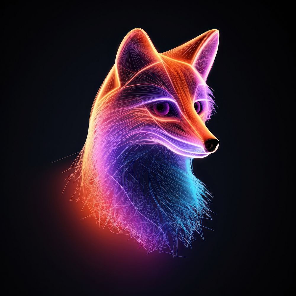 Neon fox wireframe animal mammal | Free Photo Illustration - rawpixel