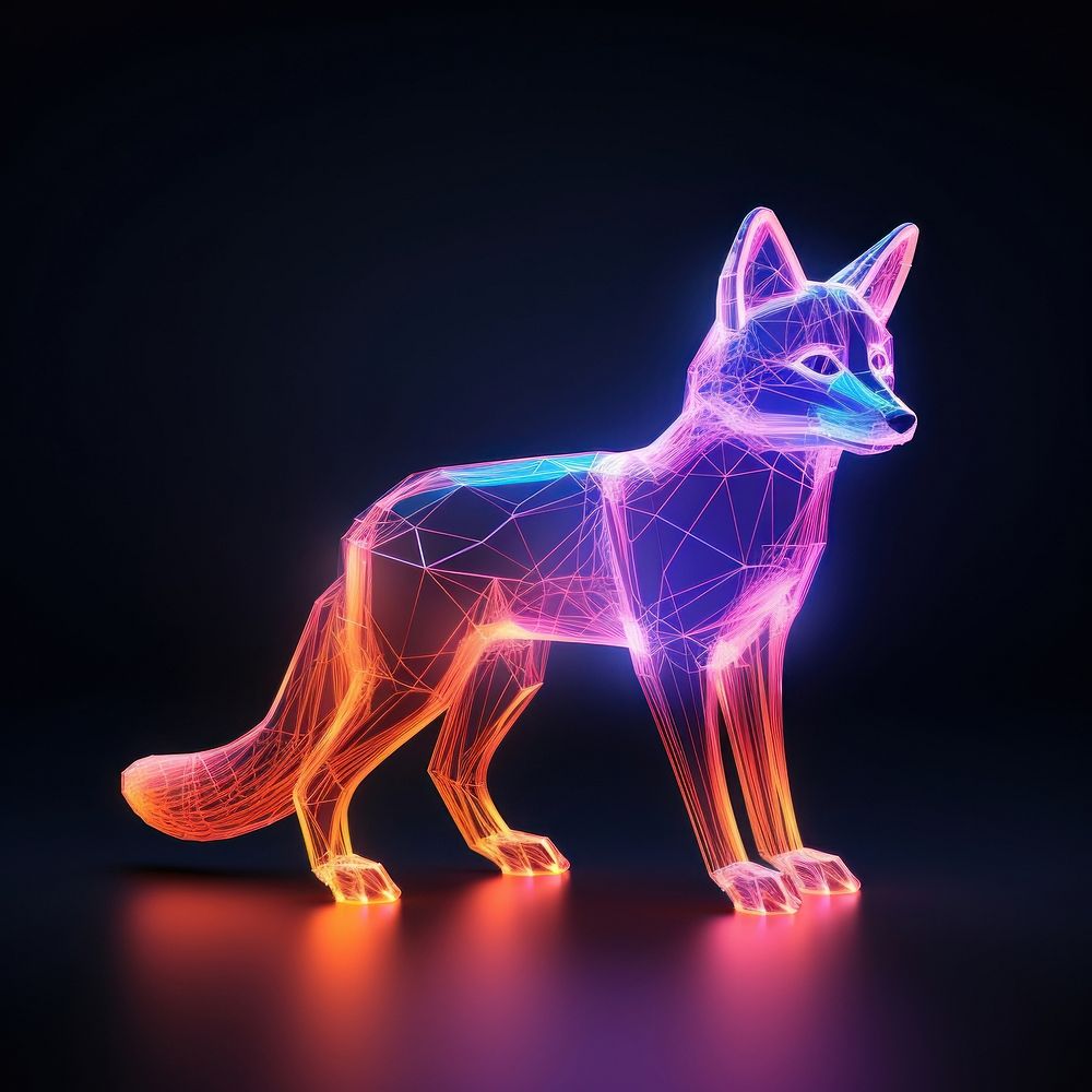 Neon fox wireframe animal mammal | Free Photo Illustration - rawpixel