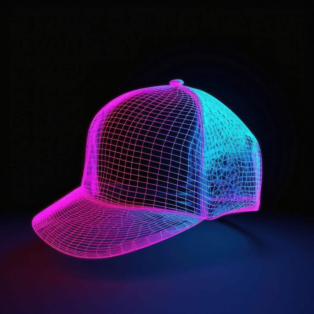Neon kids hat wireframe light | Free Photo Illustration - rawpixel