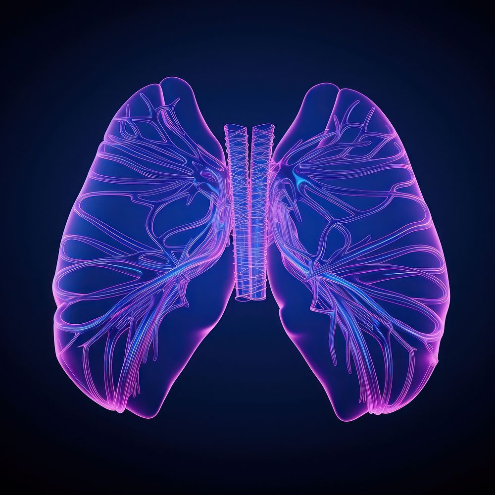 Neon lungs wireframe tomography chandelier | Free Photo Illustration ...