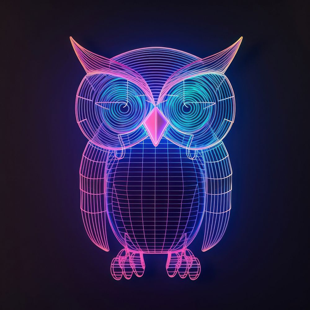 Neon owl wireframe light neon | Premium Photo Illustration - rawpixel
