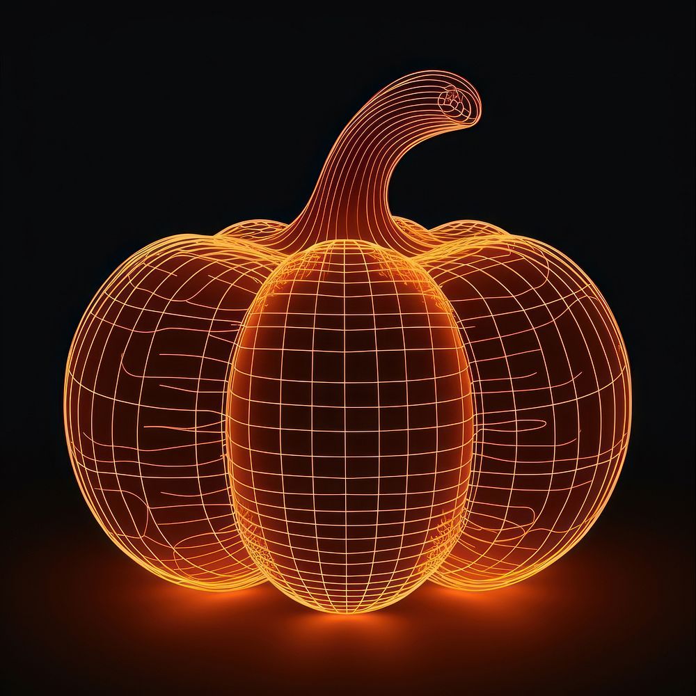Neon pumpkin wireframe vegetable light | Free Photo Illustration - rawpixel