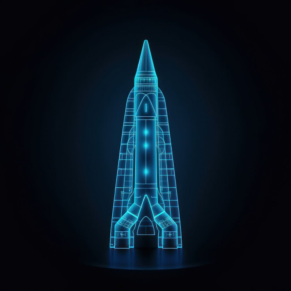 Neon rocket wireframe light neon | Free Photo Illustration - rawpixel