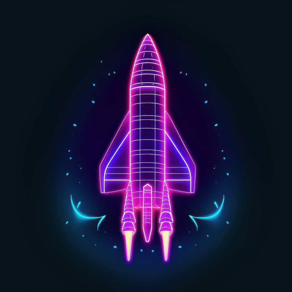 Neon rocket wireframe light neon | Free Photo Illustration - rawpixel