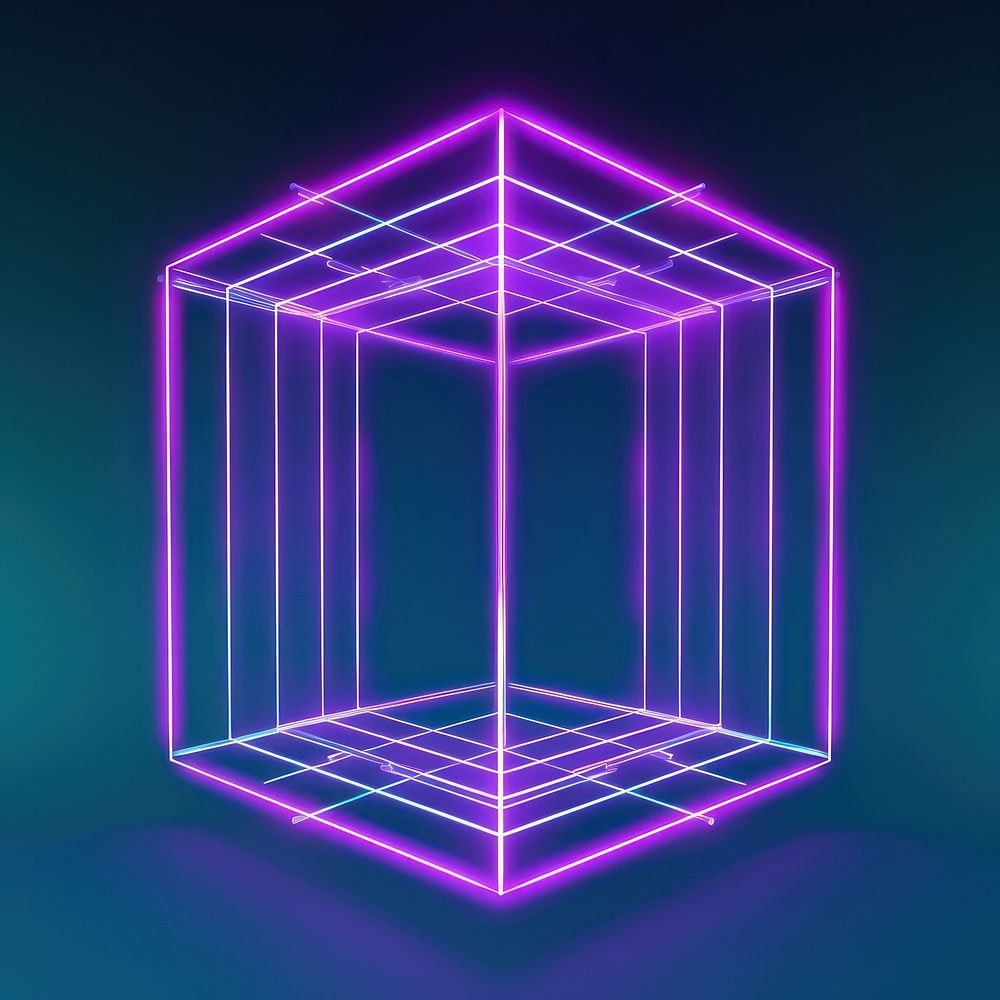 Neon square wireframe light neon | Free Photo Illustration - rawpixel