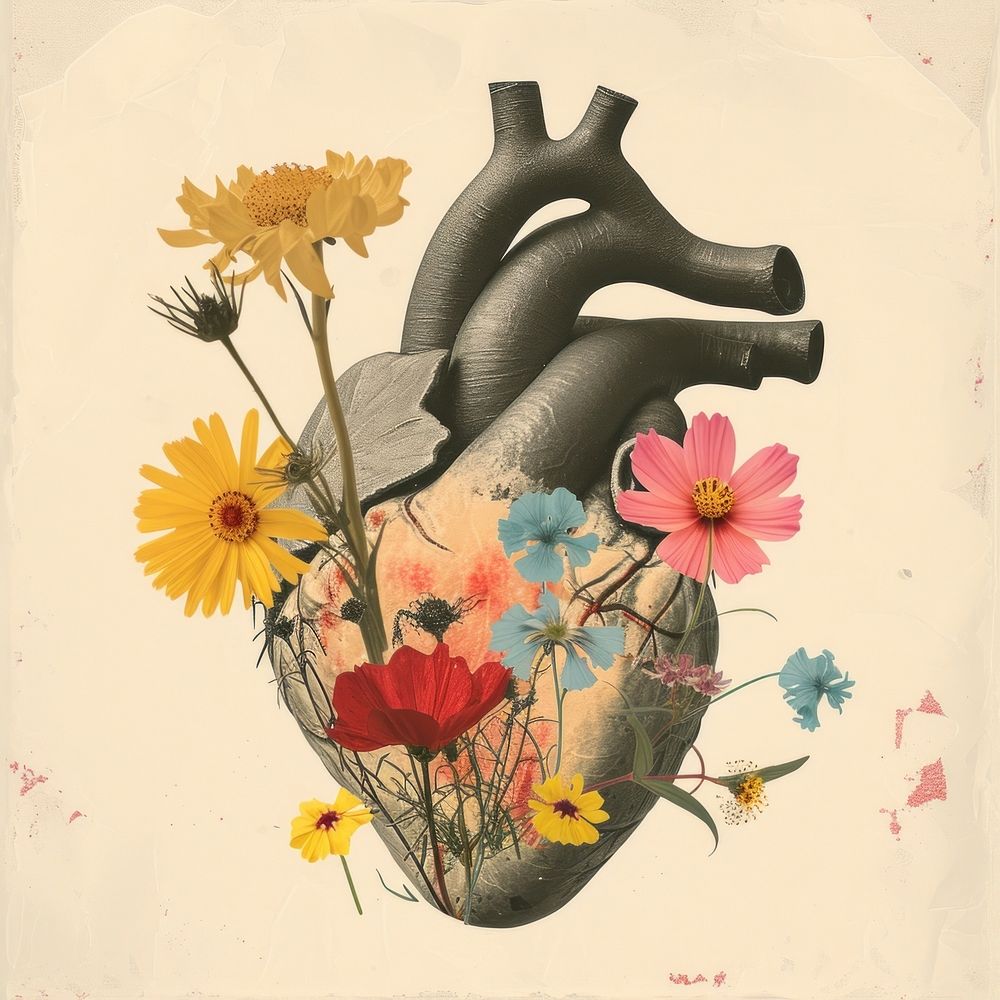 Paper collage heart flower painting | Premium Photo Illustration - rawpixel
