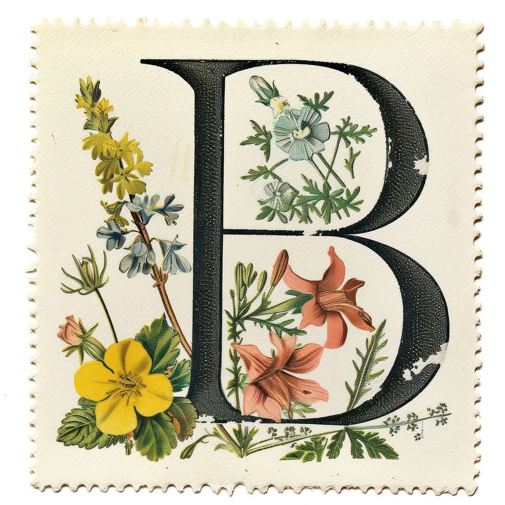 Vintage alphabet B postage stamp. | Free Photo Illustration - rawpixel