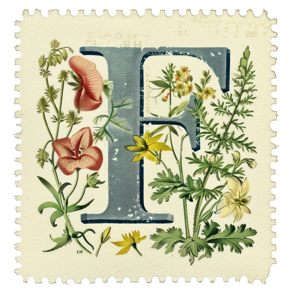 Vintage alphabet F postage stamp. | Free Photo Illustration - rawpixel