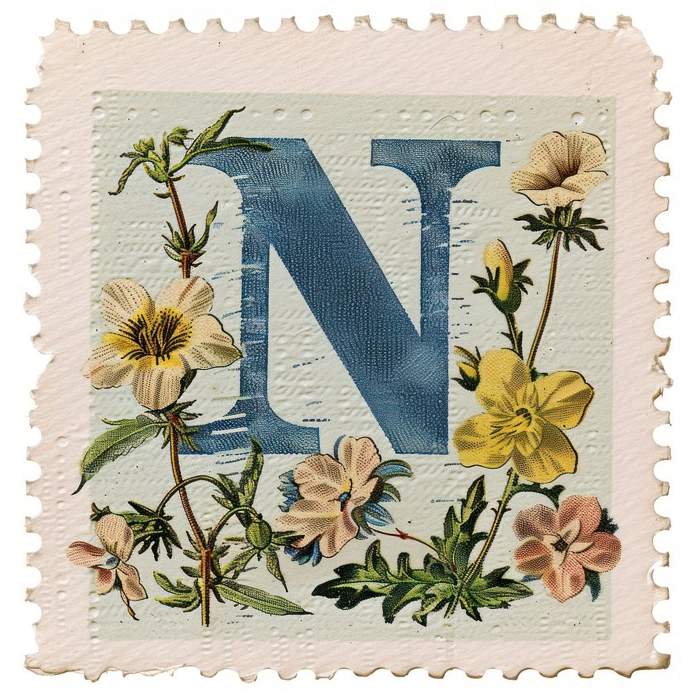 Vintage alphabet N postage stamp | Free Photo Illustration - rawpixel
