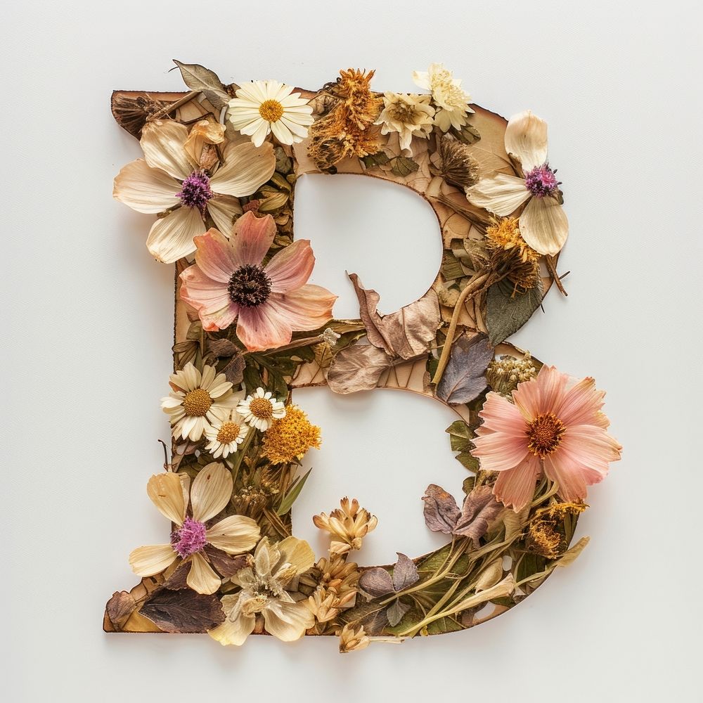 Alphabet B font flower art | Premium Photo - rawpixel