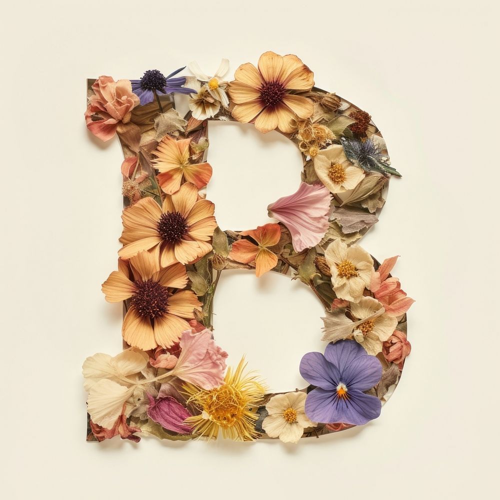 Alphabet B font flower art | Premium Photo - rawpixel