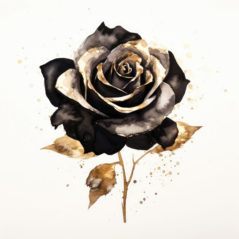 Black rose painting flower plant. | Free Photo Illustration - rawpixel