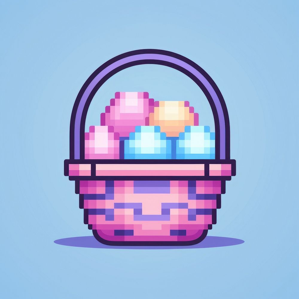 Easter egg basket pixel purple | Free Photo Illustration - rawpixel