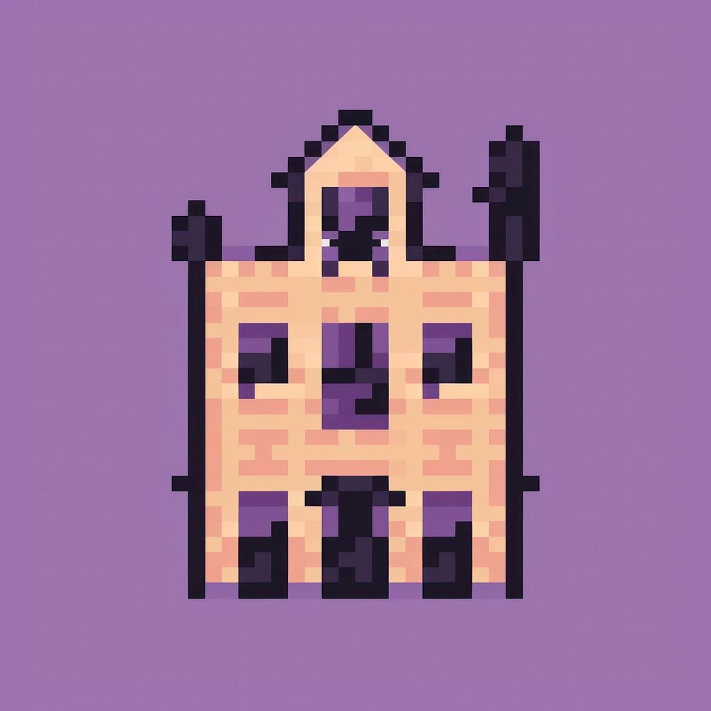 Haunted house pixel purple art | Free Photo Illustration - rawpixel