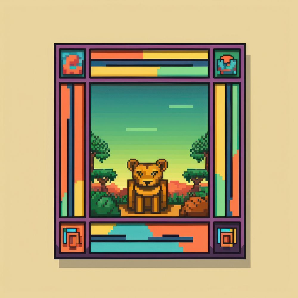 Picture frame safari pixel art | Premium Photo Illustration - rawpixel