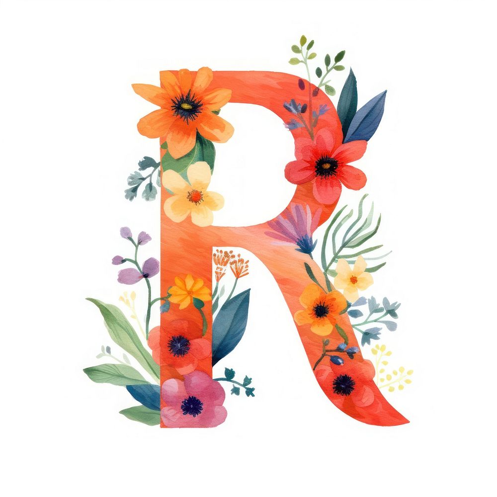 Floral alphabet R number flower | Free Photo Illustration - rawpixel