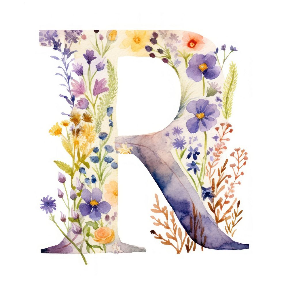 Floral alphabet R art pattern | Premium Photo Illustration - rawpixel